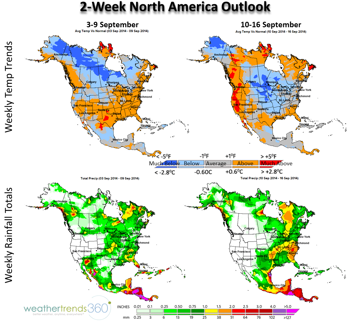 2-Week North America Outlook (3 - 16 September) - Blog - weathertrends360