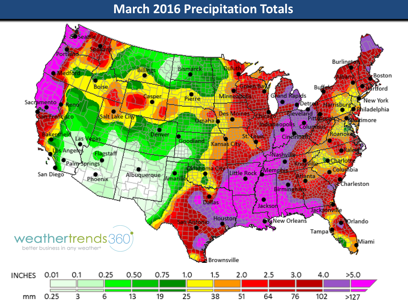 March 2016 Weather Roundup | weathertrends360